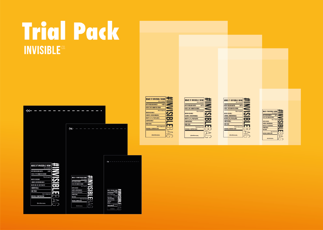 #INVISIBLEBAG Trial Packs | Water Soluble, Biodegradable Packaging ...